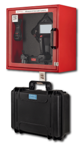 Wall mountable box with two battery chargers and integrated lighting